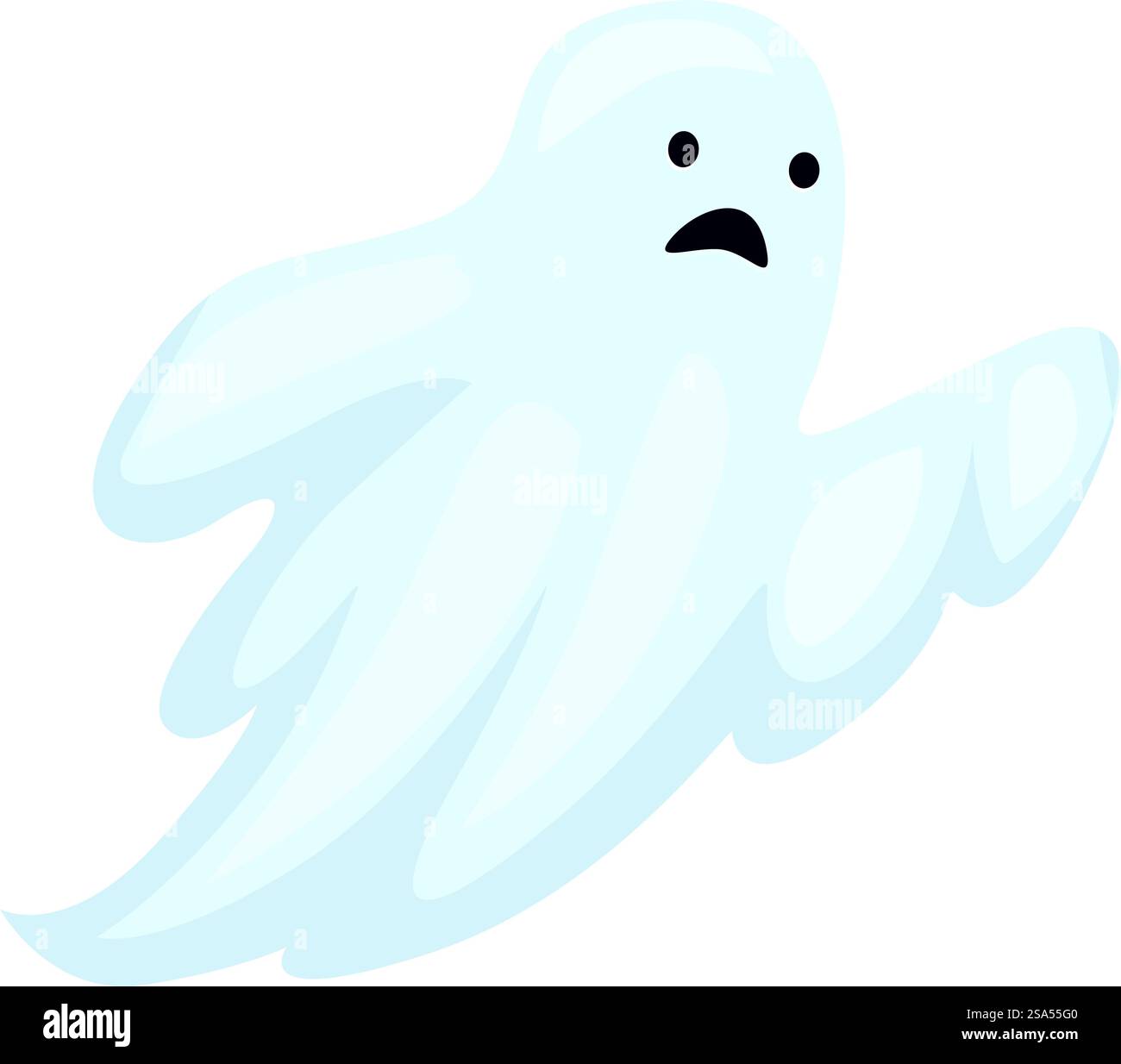 Cartoon illustration of a ghost with a surprised expression on its face ...