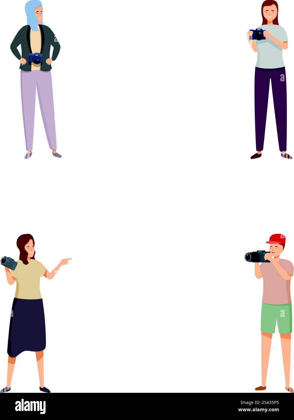 Set of diverse professional and hobbyist photographers cartoon ...