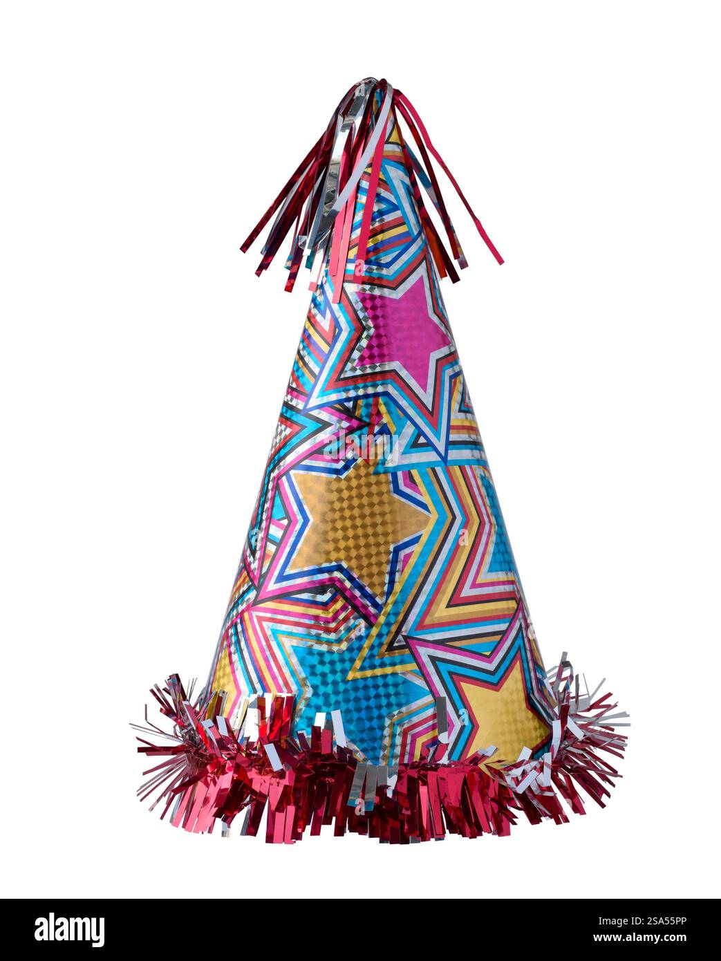 Colorful birthday party hat isolated cutout on white Stock Photo - Alamy