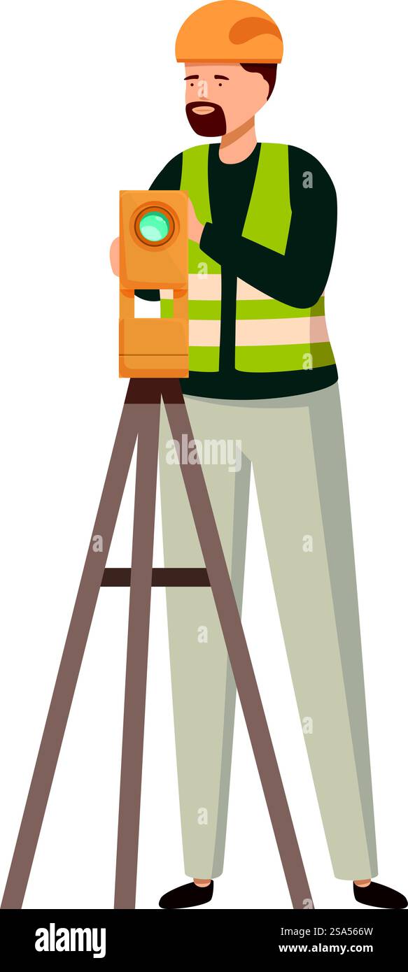 Surveyor using a theodolite, performing geodetic measurements on ...