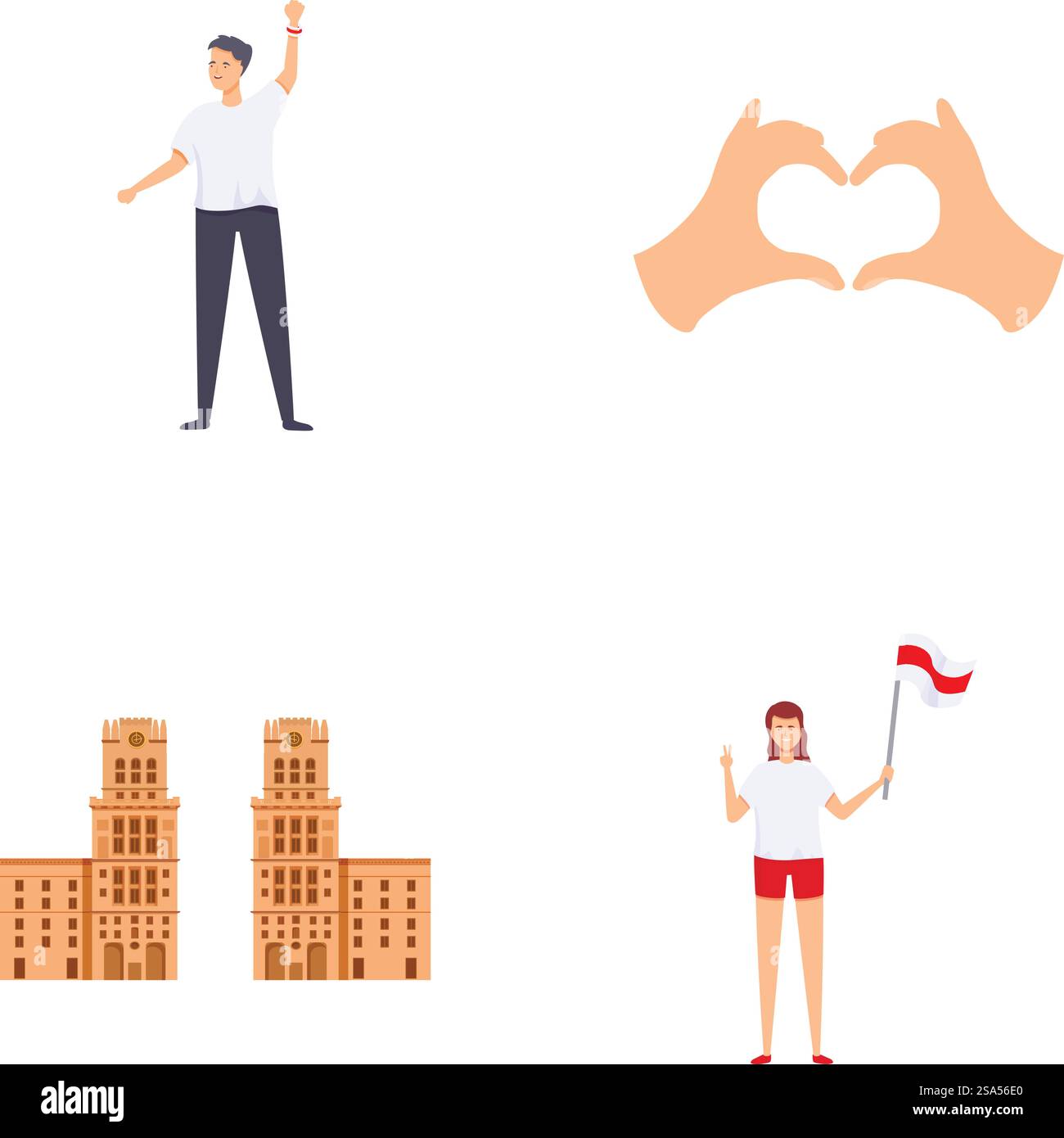 Belarusian culture icons set cartoon vector. Landmark of belarus ...