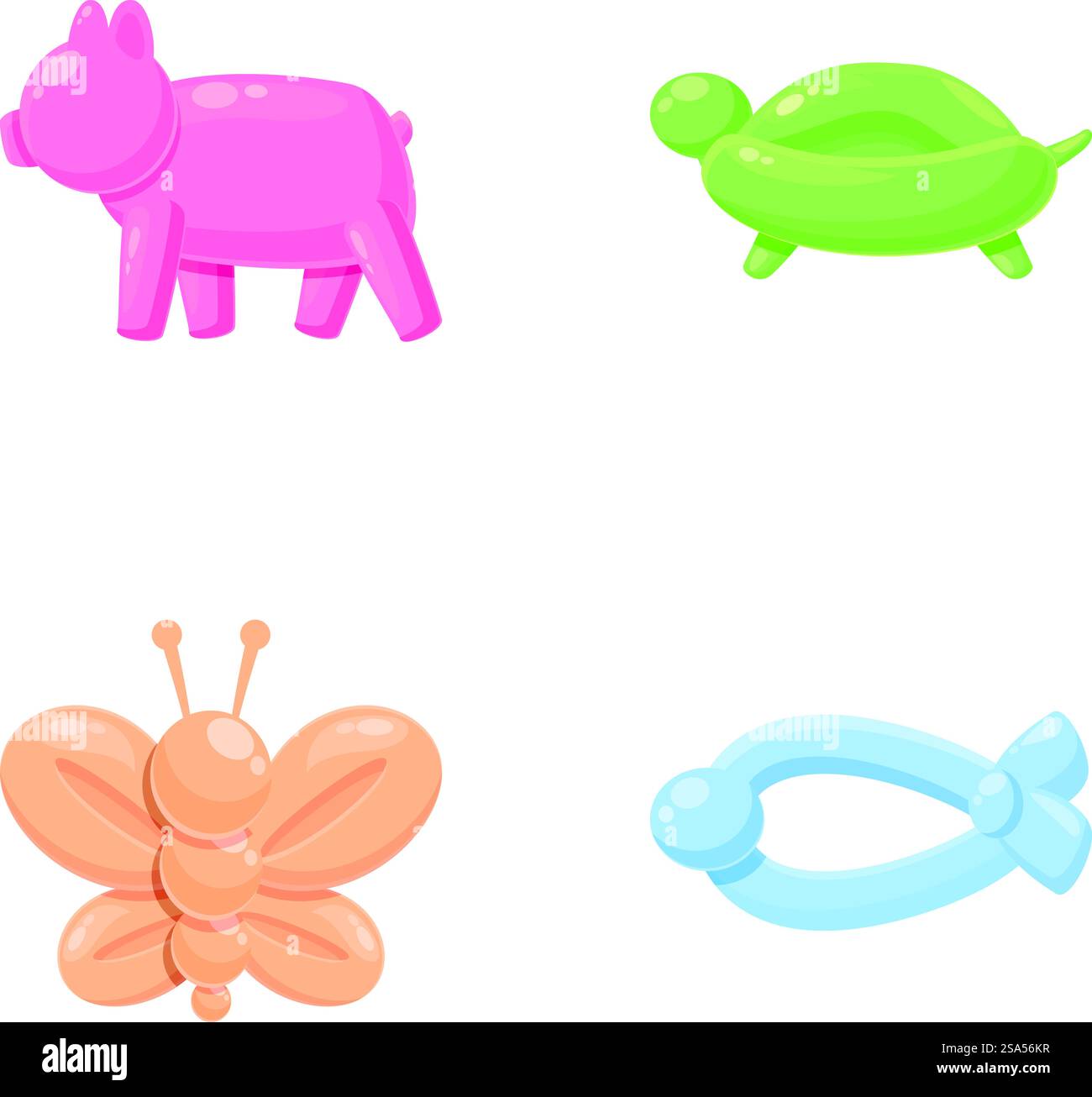 Twisted balloon icons set cartoon vector. Inflatable animal from ...