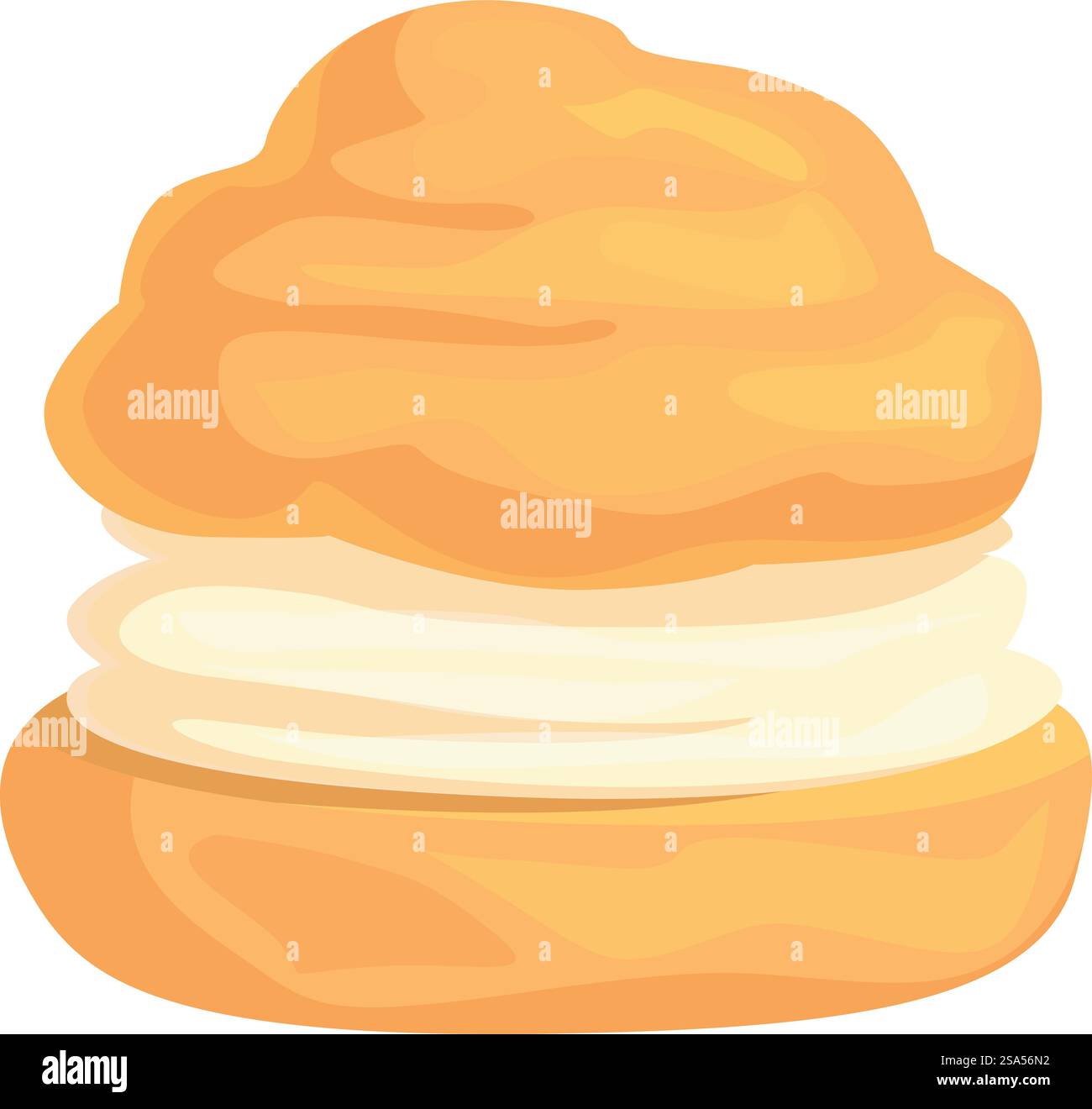 Delicious cream puff pastry showing whipped cream filling on white ...