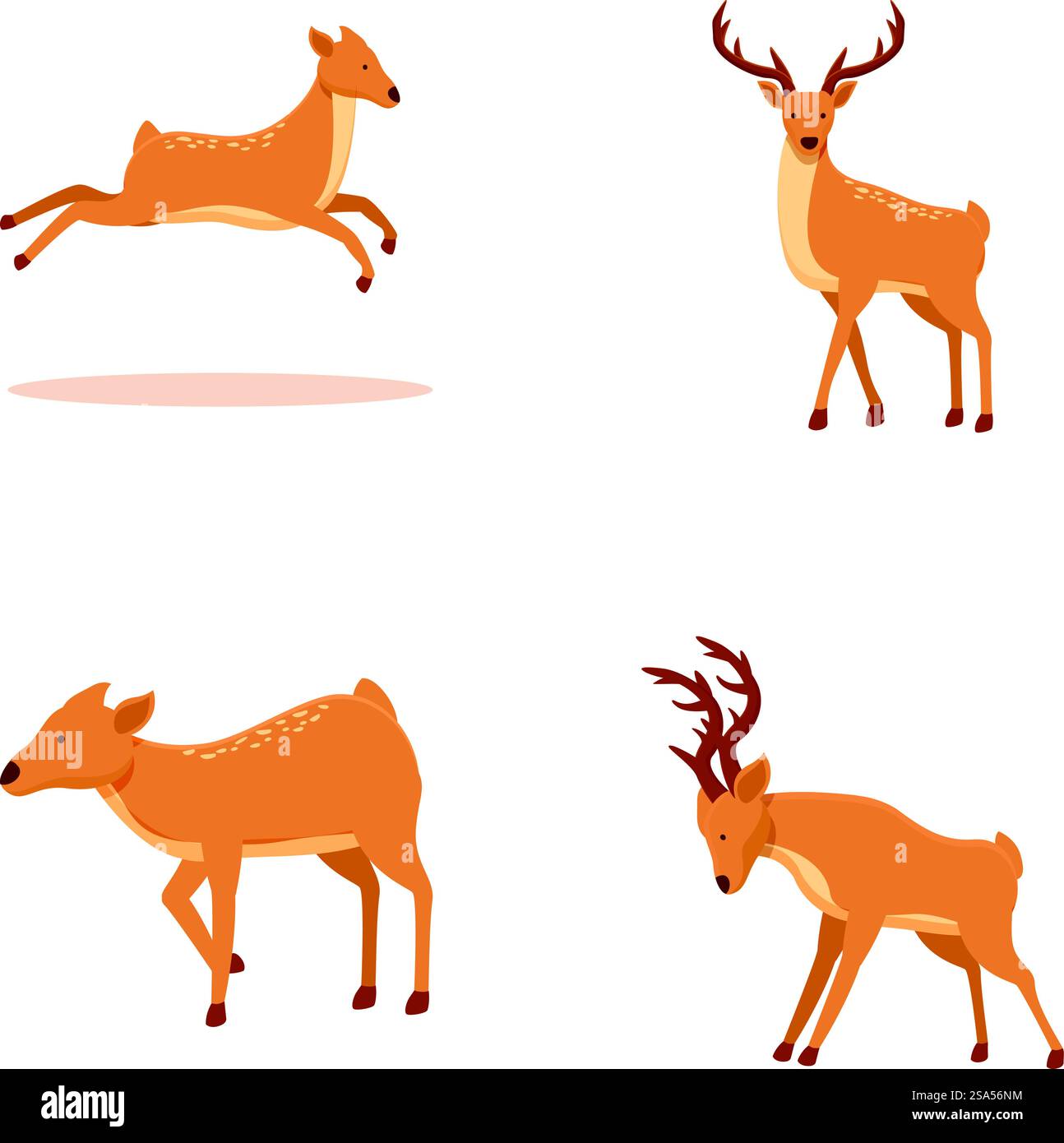 Wild deer icons set cartoon vector. Cute spotted forest deer. Animal ...