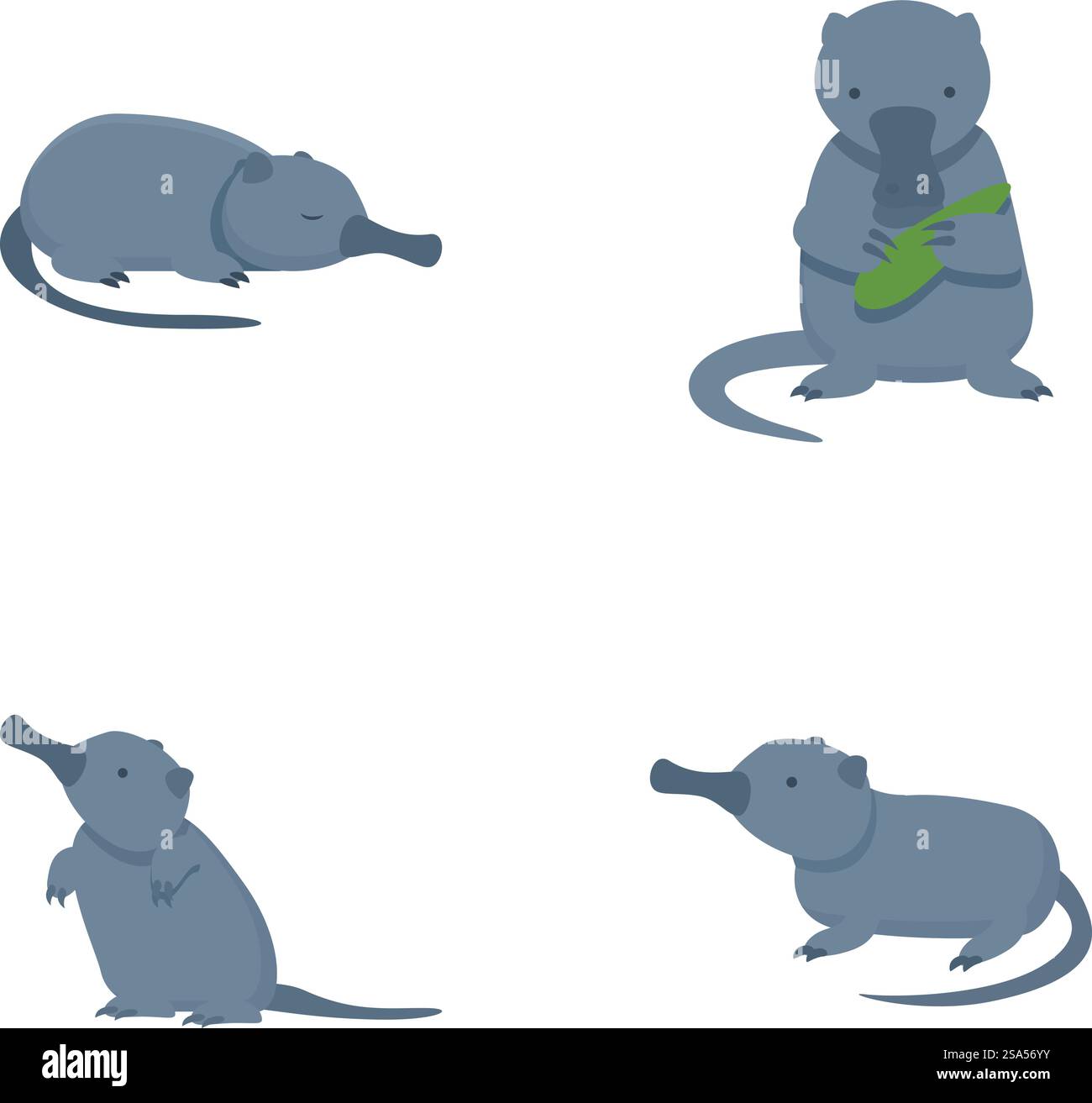 Wild desman icons set cartoon vector. Mammal of mole family. Wildlife ...