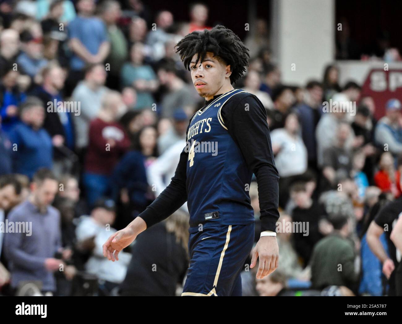 SPRINGFIELD, MA - JANUARY 18: Tyran Stokes of Notre Dame (4) during the ...