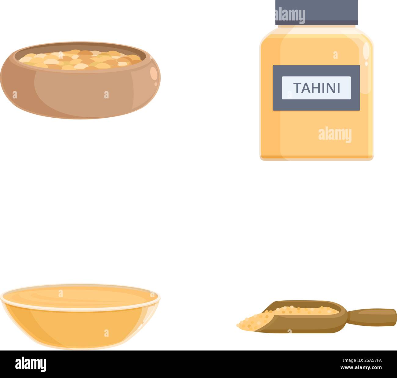 Tahini paste icons set cartoon vector. Tahini sauce and spoon with ...