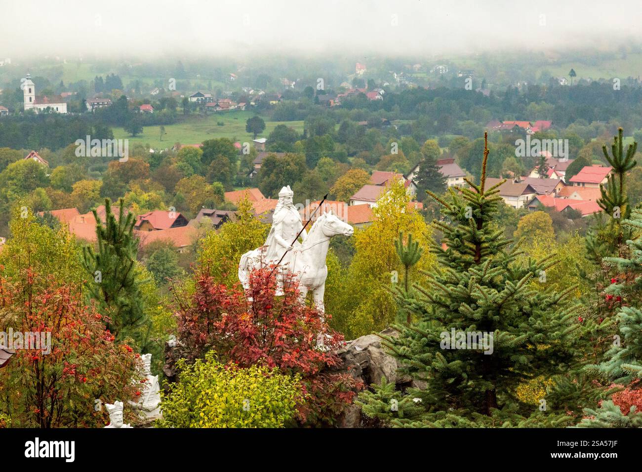 Romania, Transylvania. Bran. Bran Castle. Statue of Count Dracula Stock ...