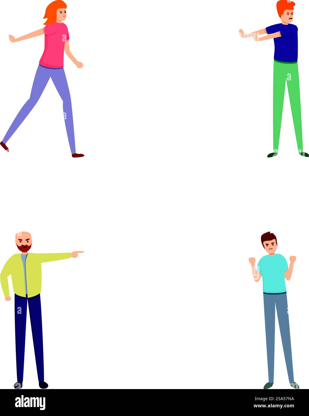 Dislike icons set cartoon vector. People with negative gesture ...