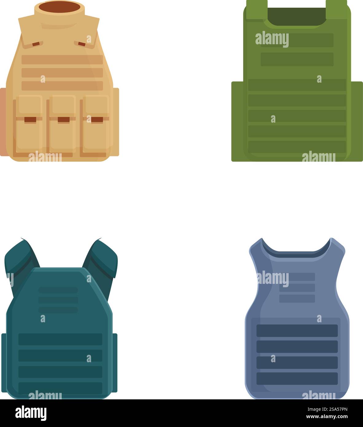 Colorful illustration depicting four different types of military body ...