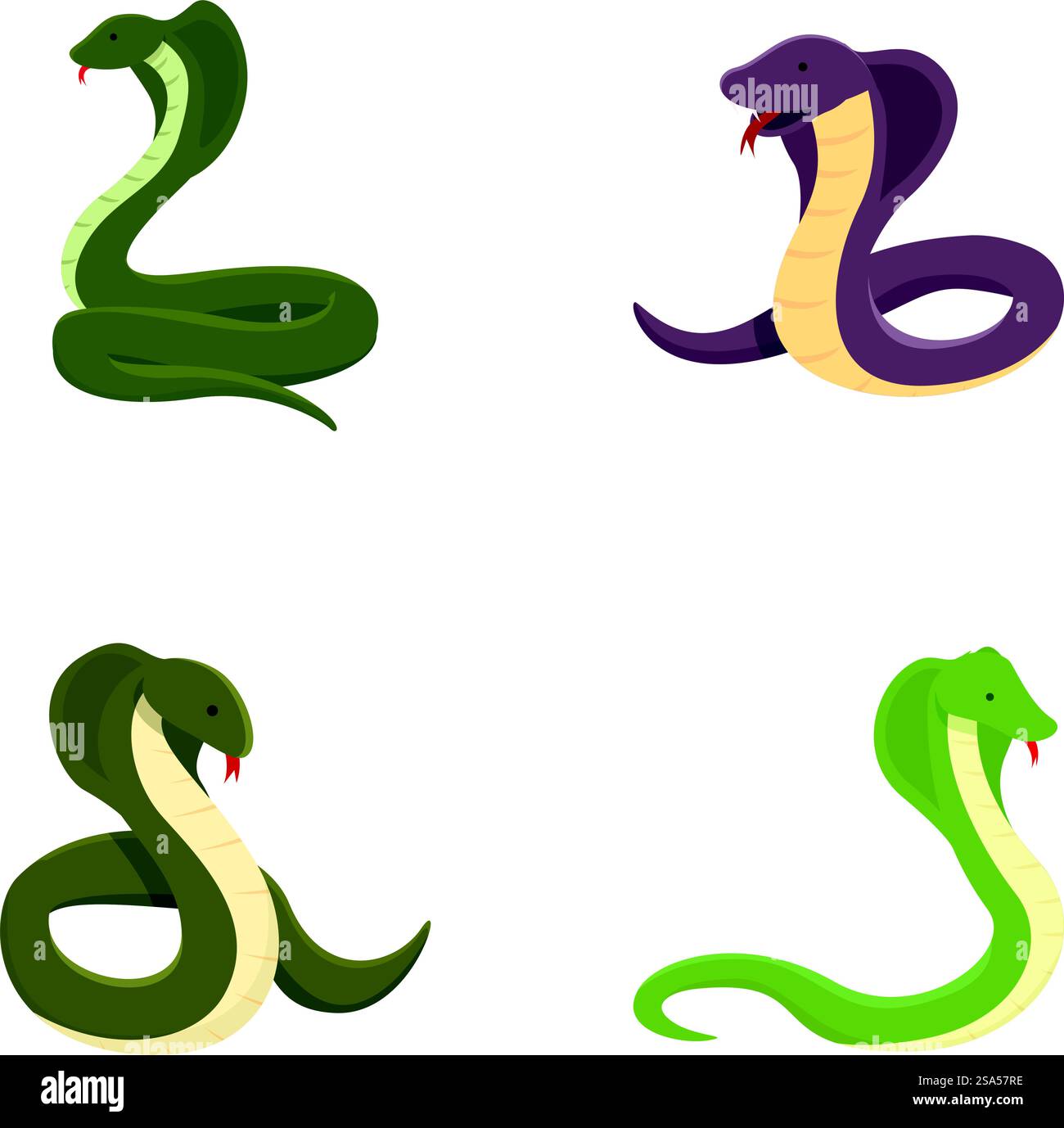 Cobra snake icons set cartoon vector. Cartoon cobra character. Animal ...
