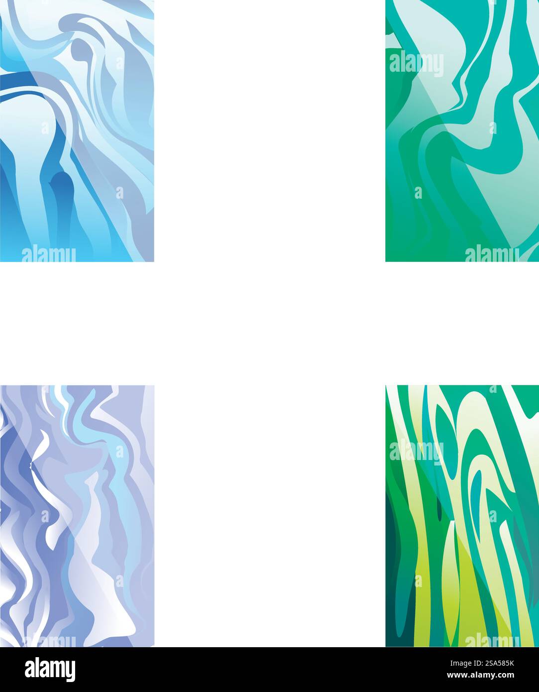 Set of four vertical abstract backgrounds with marble texture in cool ...