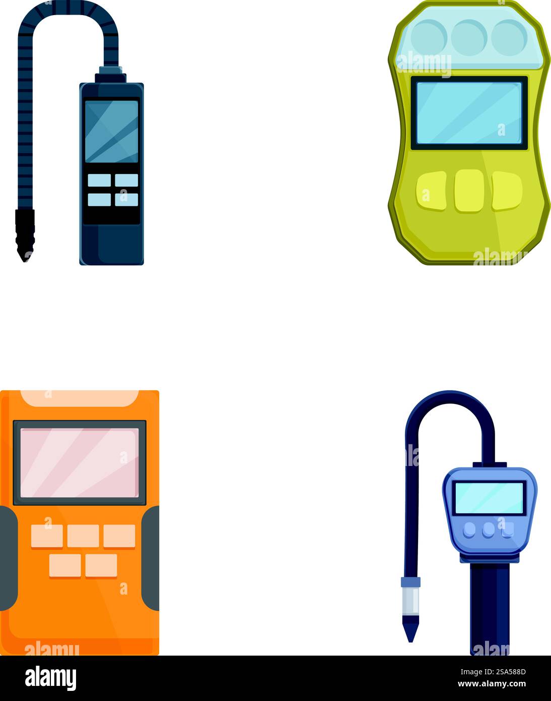 Collection of four vector icons depicting gas station pump handles and ...