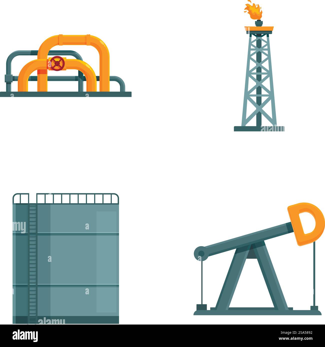 Collection of four flat design icons representing oil and gas ...