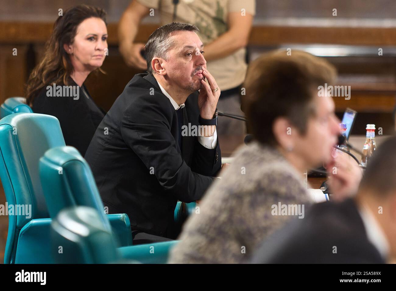 Bucharest, Romania. 28th Jan, 2025: Daniel David (C), the Romanian ...