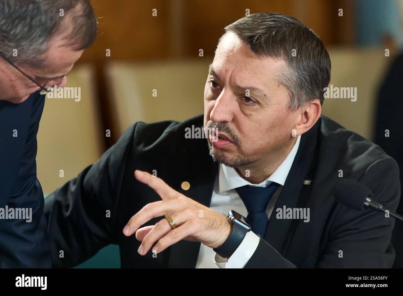 Bucharest, Romania. 28th Jan, 2025: Daniel David, the Romanian Minister ...