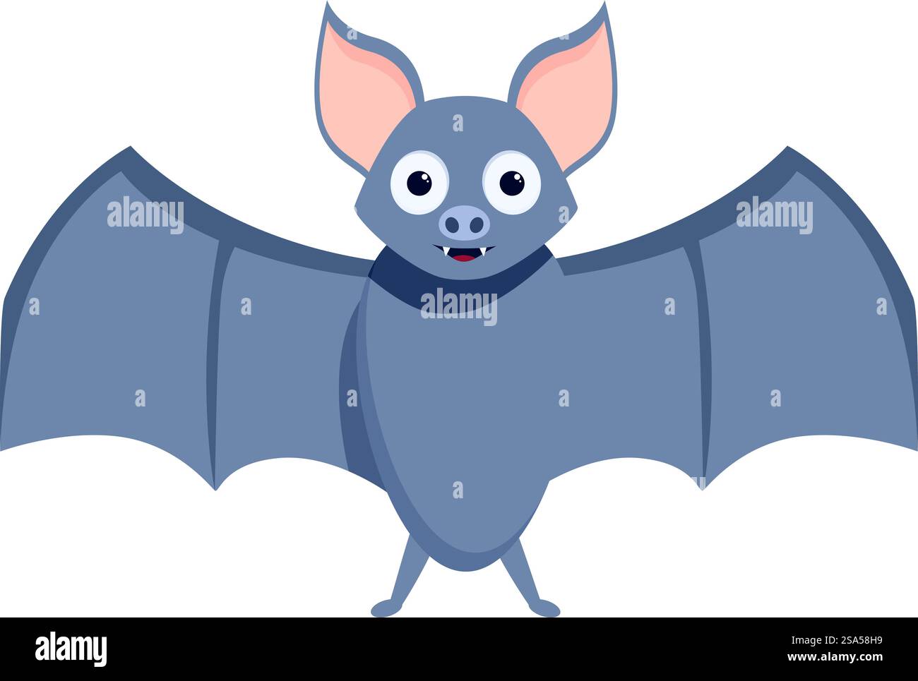 Cute cartoon bat standing and spreading its wings. Friendly cartoon bat spreading its wings ...
