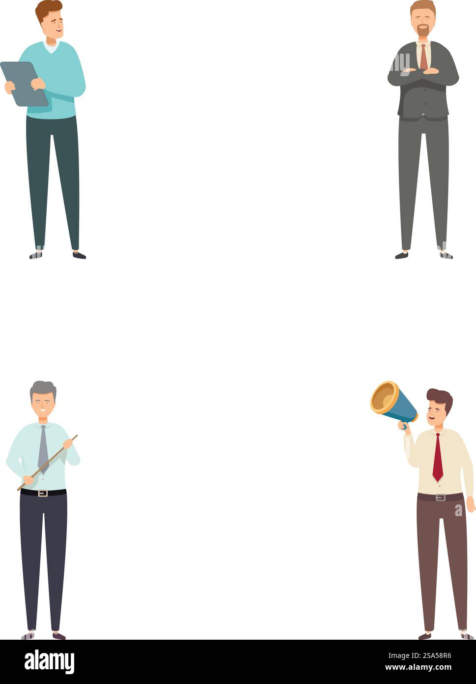 Collection of four distinct businessmen characters in professional ... Collection of four distinct businessmen characters in professional ...