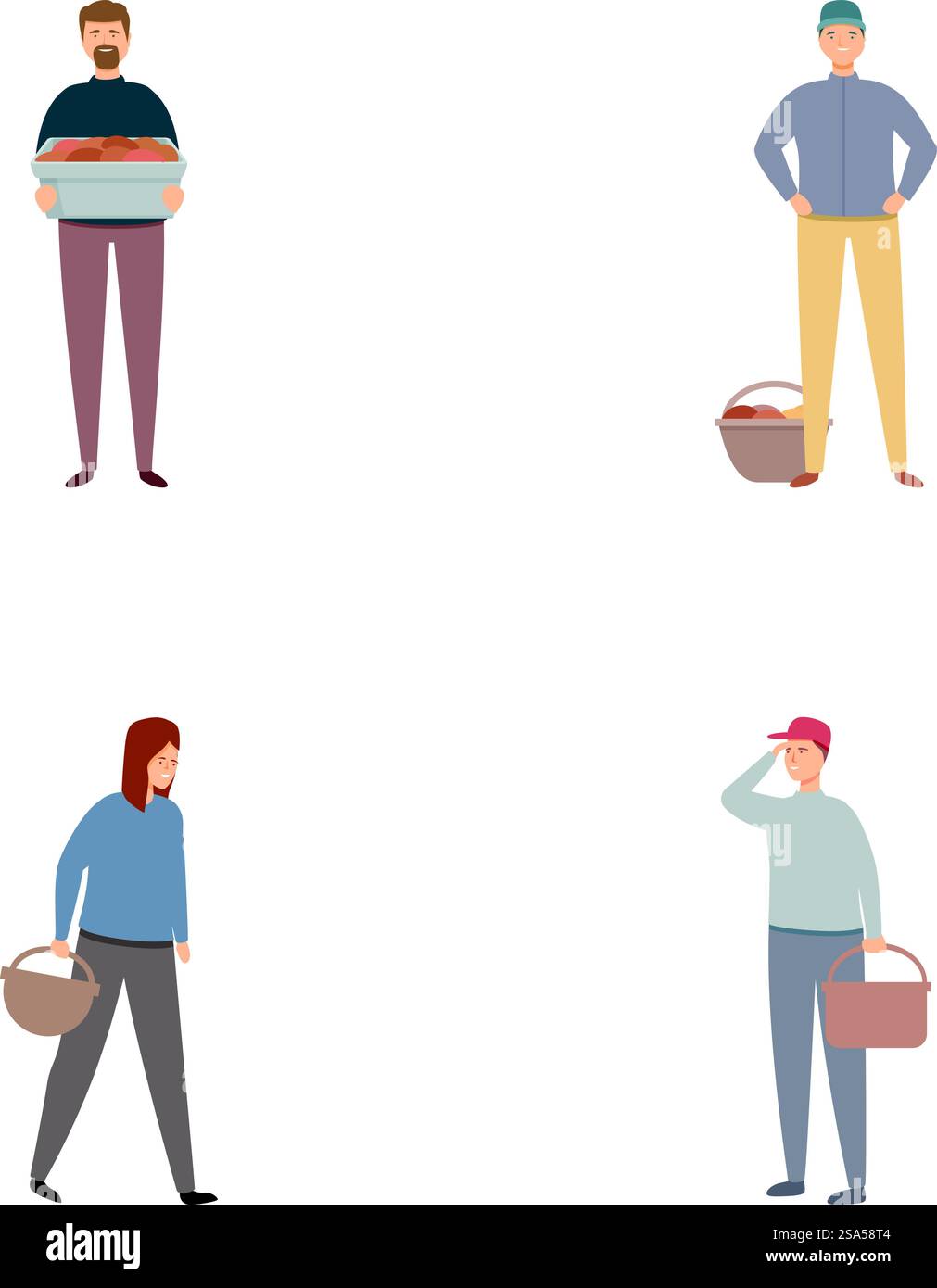 Collection of four male characters in different professional attires ...