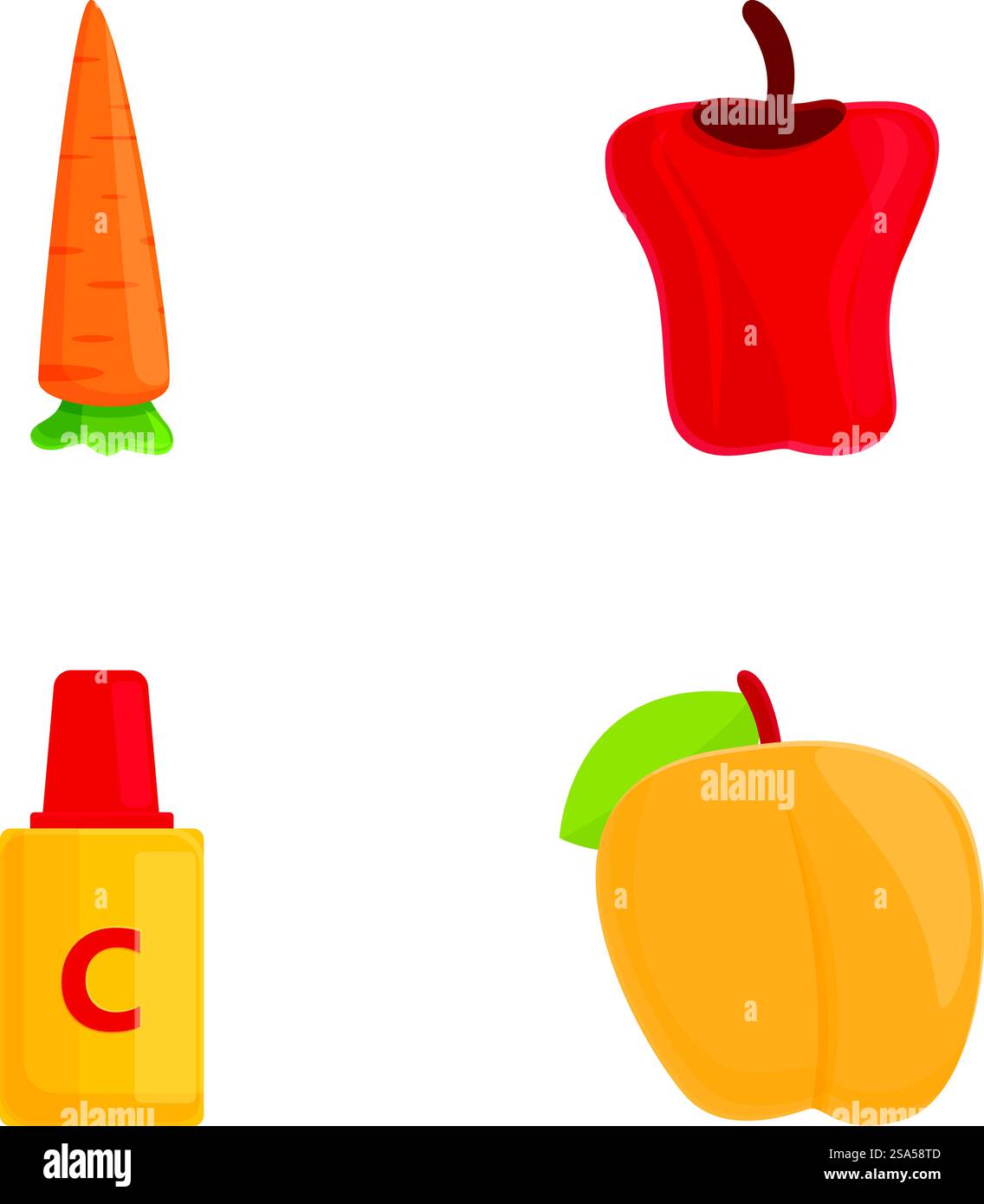 Vitamin food icons set cartoon vector. Fruit and vegetable enriched ...