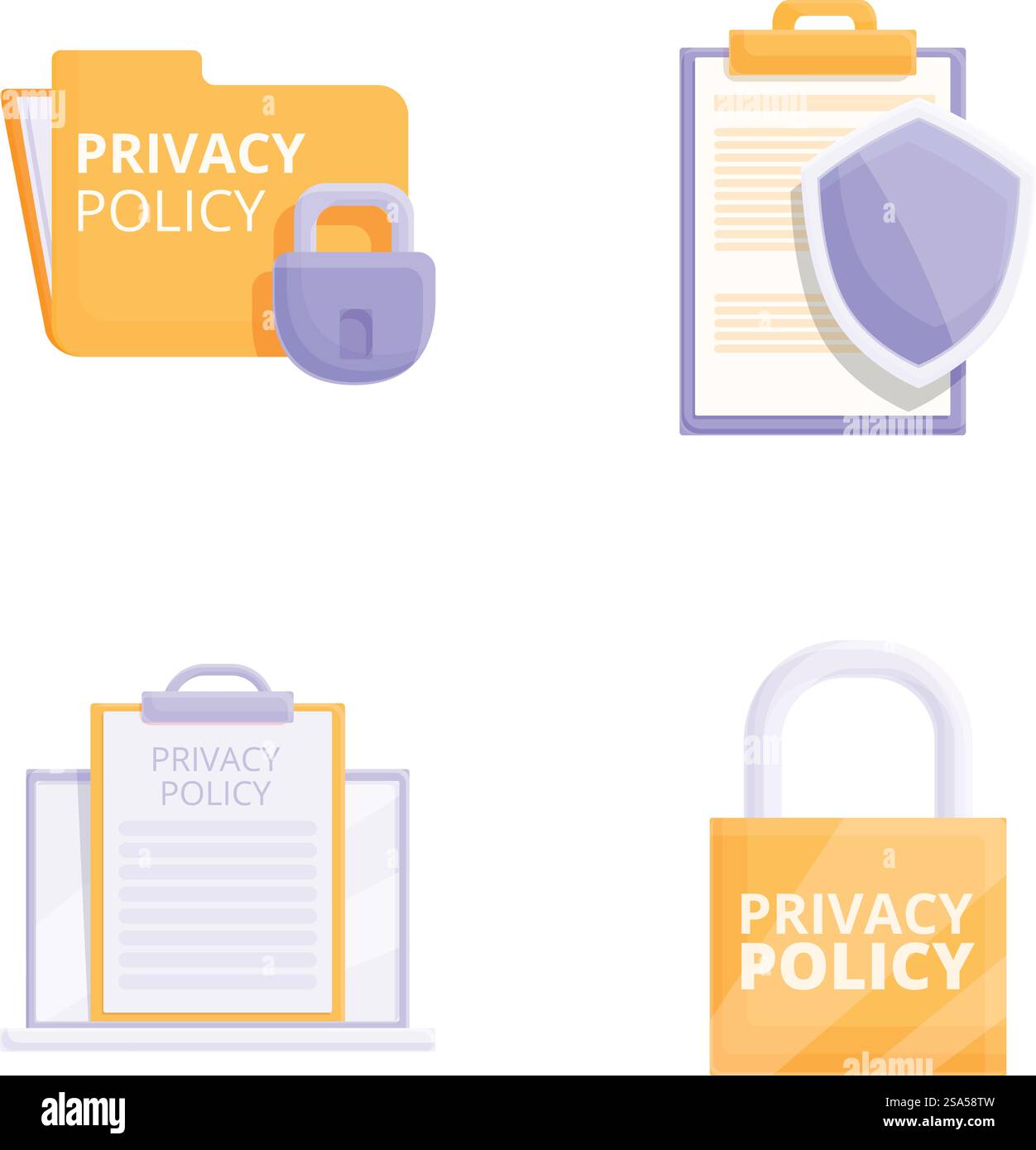 Privacy concept icons set cartoon vector. Gdpr safety. Europe standard ...