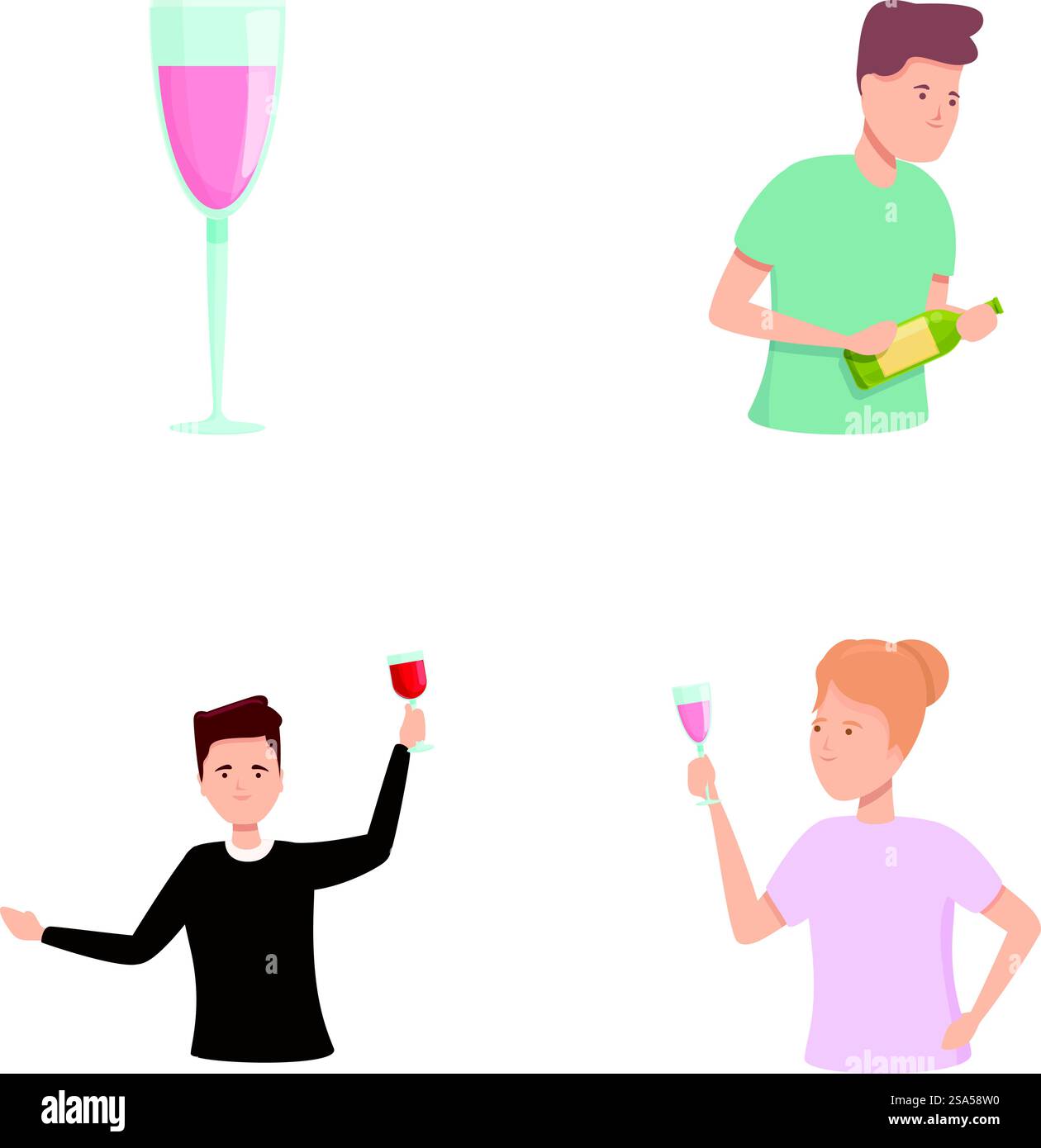 Tasting icons set cartoon vector. Professional expert doing wine ...