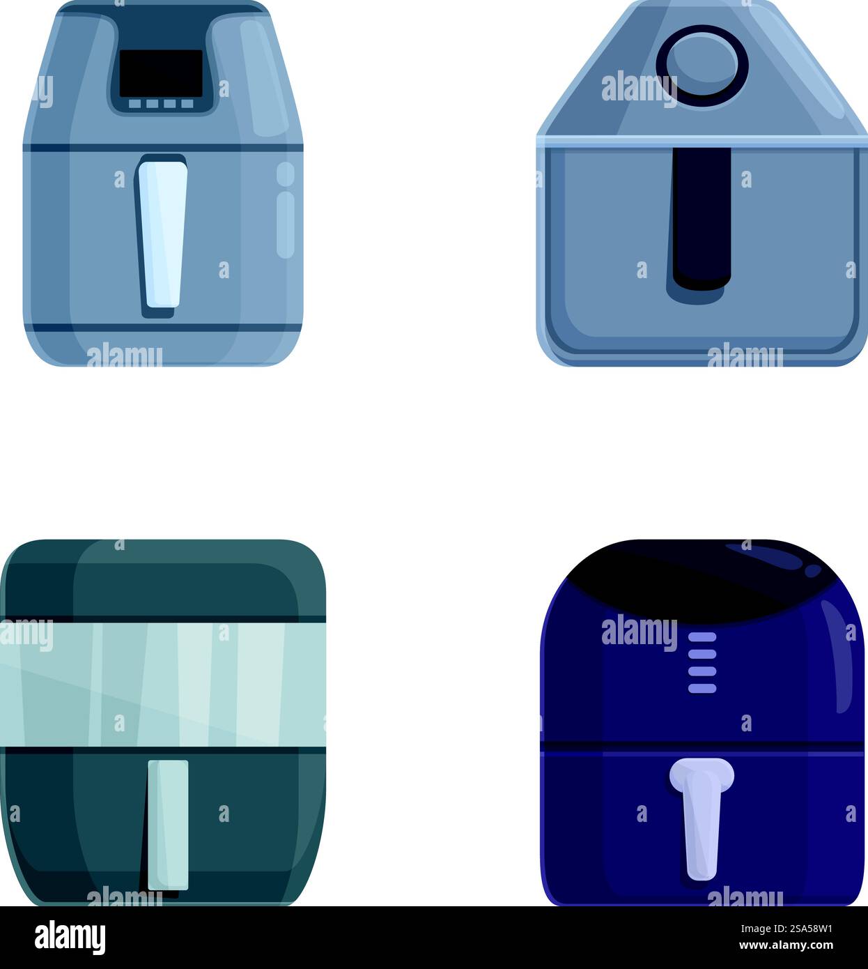 Four stylish air fryer icons in various designs, perfect for kitchen ...