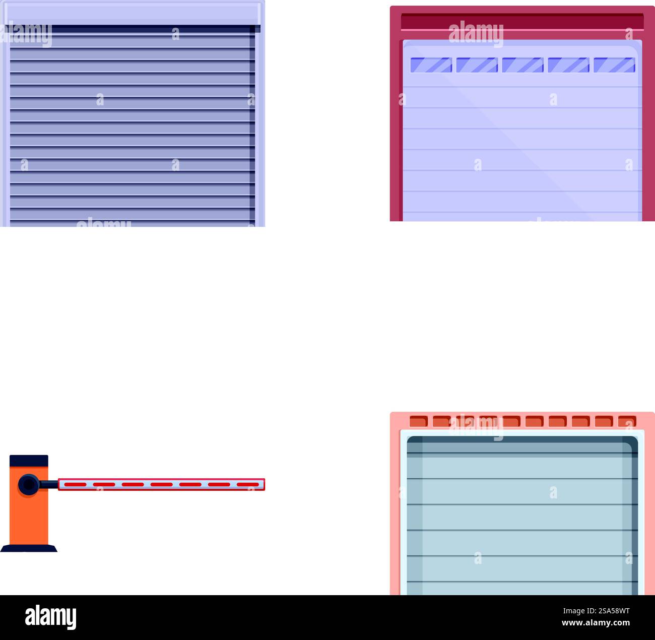 Automatic gate icons set cartoon vector. Various gate and turnstile ...