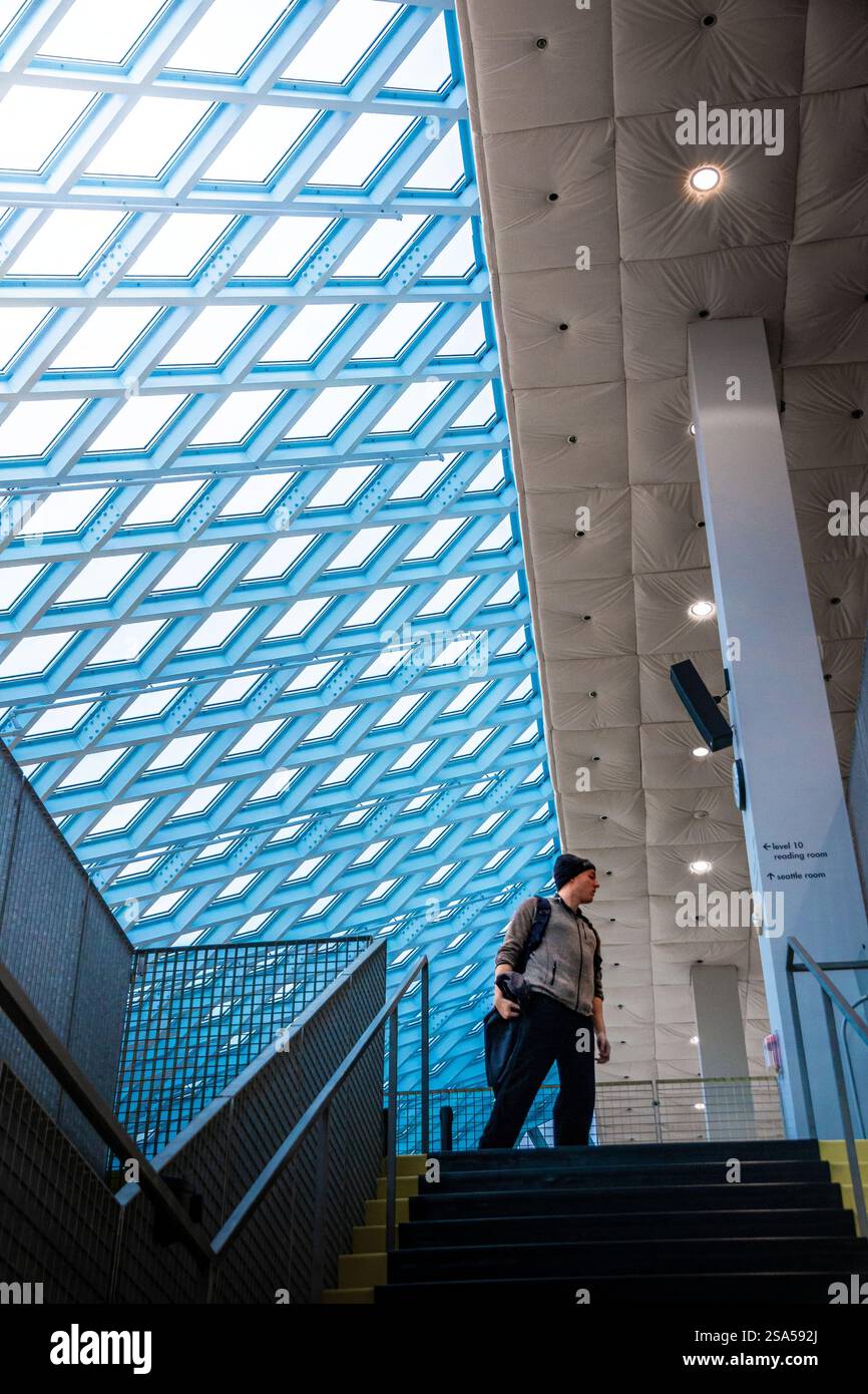 An interior shot of the Seattle Public Library highlighting its ...