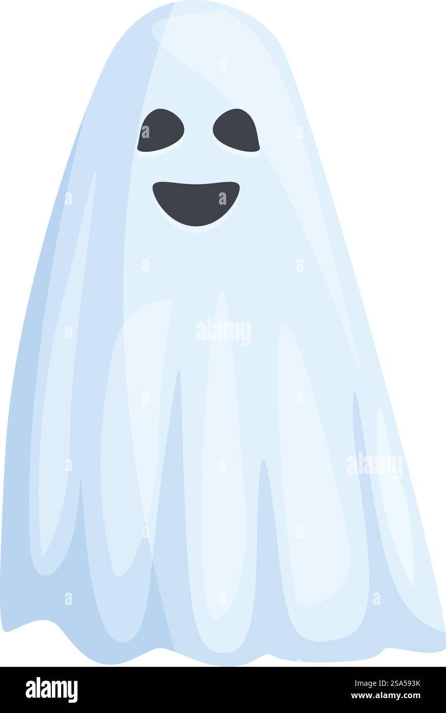 Cute cartoon ghost smiling and having fun for halloween. Smiling ...