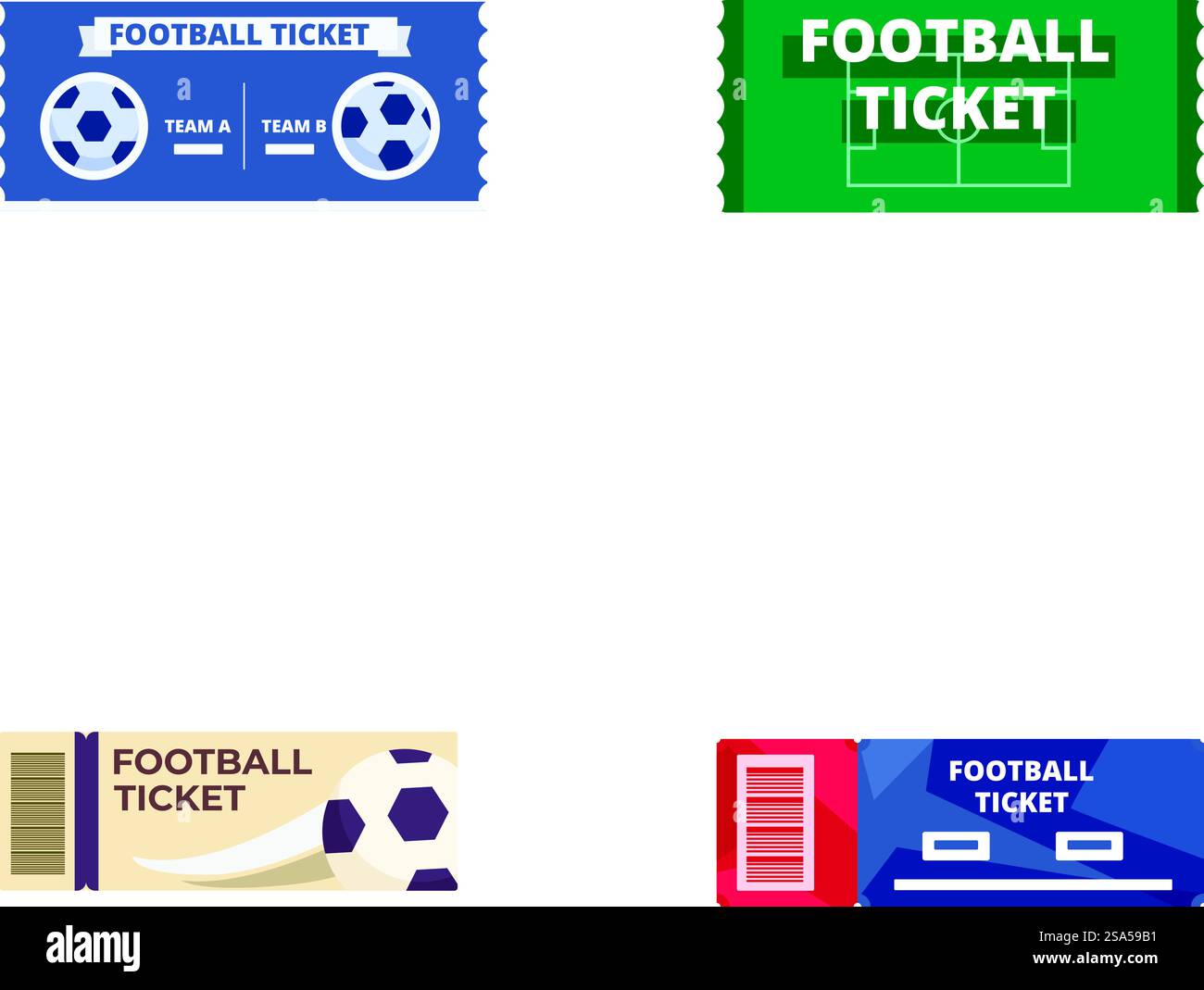 Collection of four stylized football ticket icons hi-res stock ...