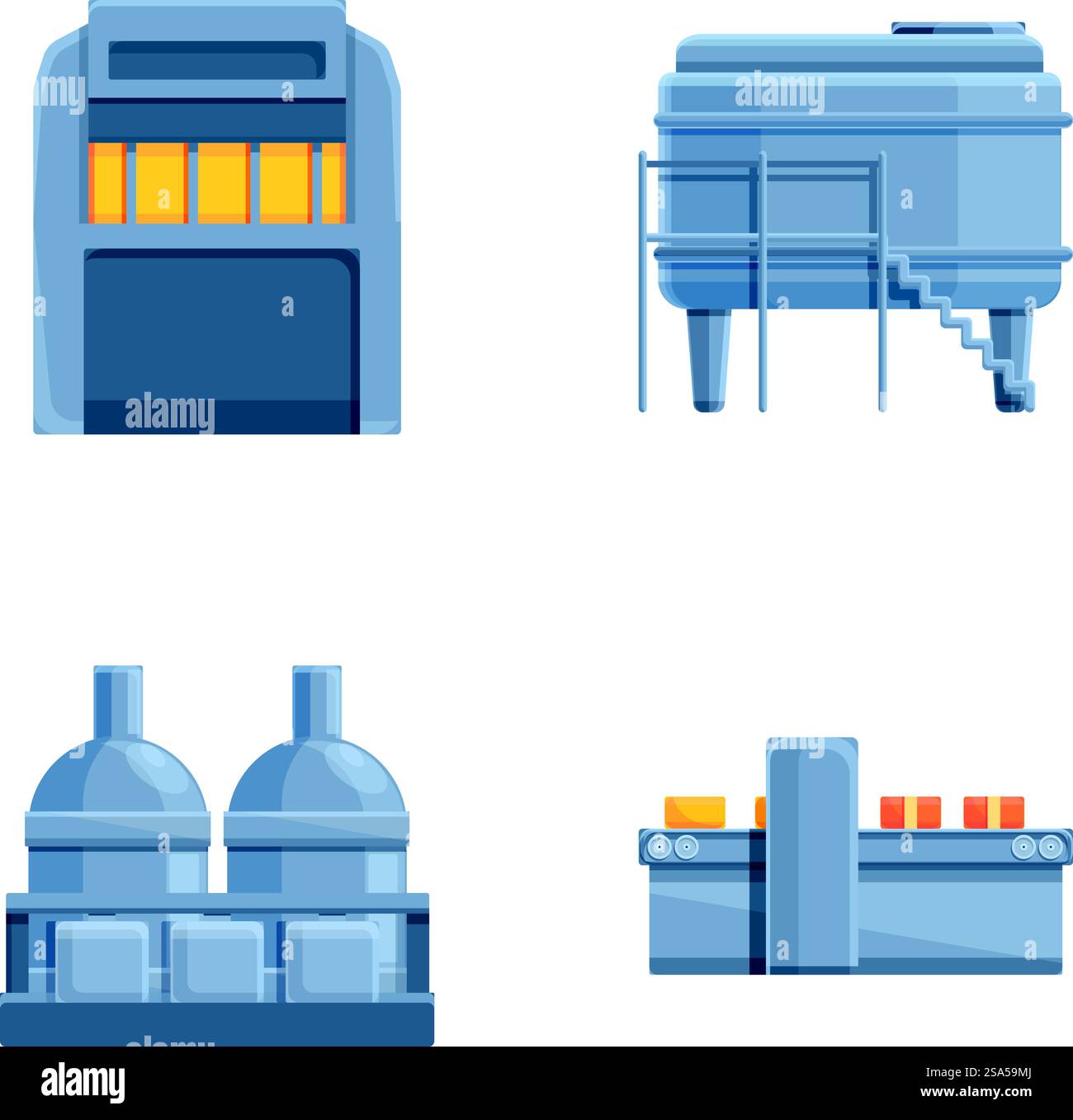 Cheese manufacturing icons set cartoon vector. Equipment for cheese ...