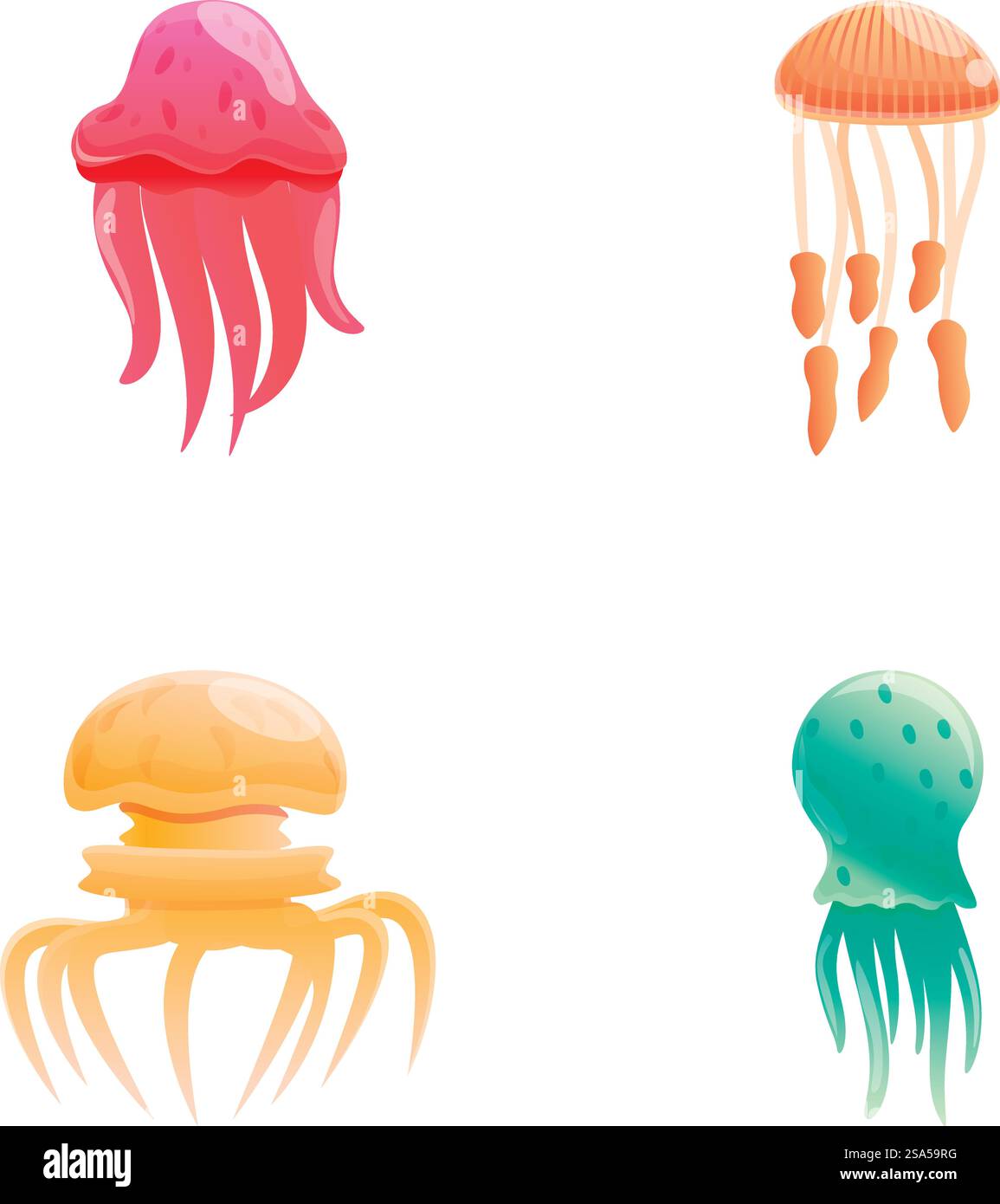 Colorful jellyfish icons set cartoon vector. Various exotic jellyfish ...