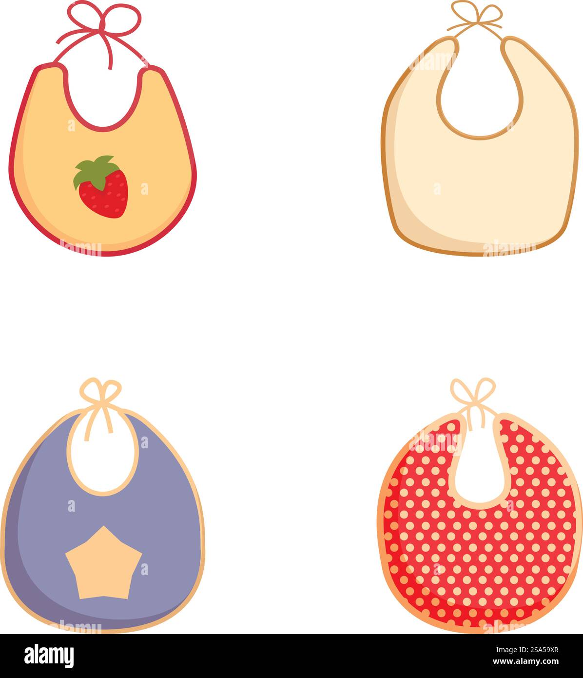 Illustration of four cute baby bib designs with different colors and ...
