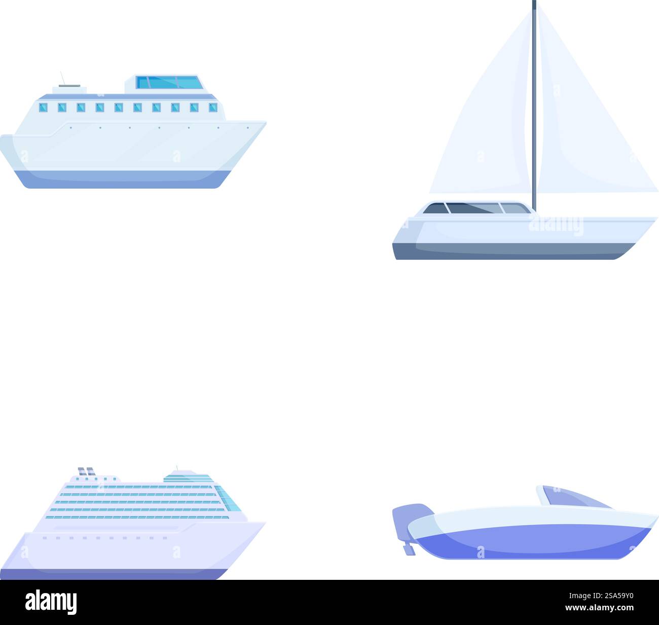Collection of modern flat design boats and ships, perfect for transport ...