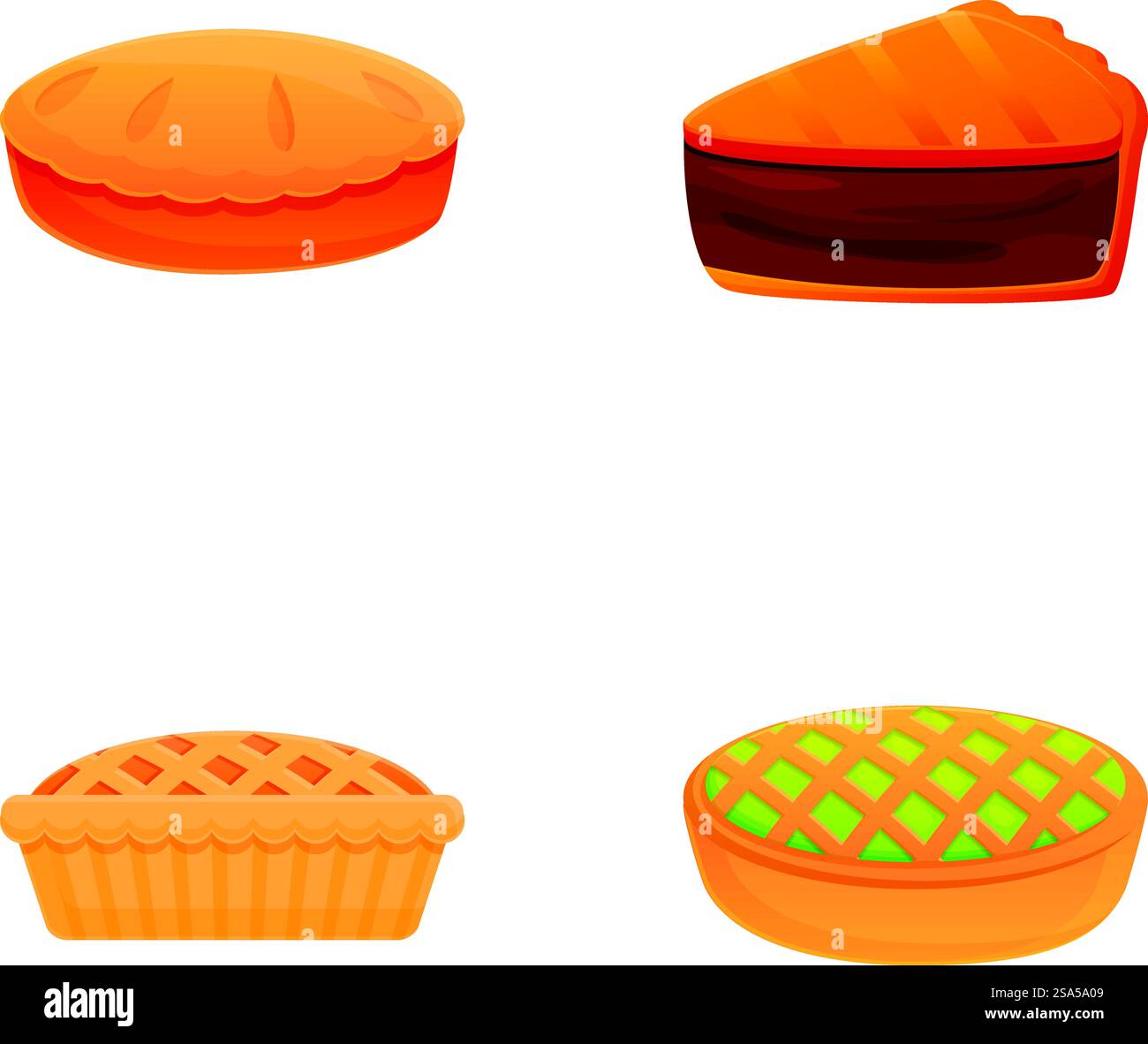 Various pie icons set cartoon vector. Delicious homemade pie whole and ...