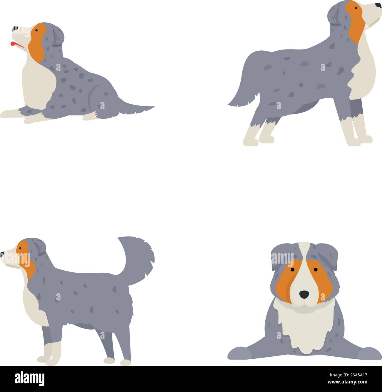 Collection of four cute and diverse cartoon dog designs in various ...