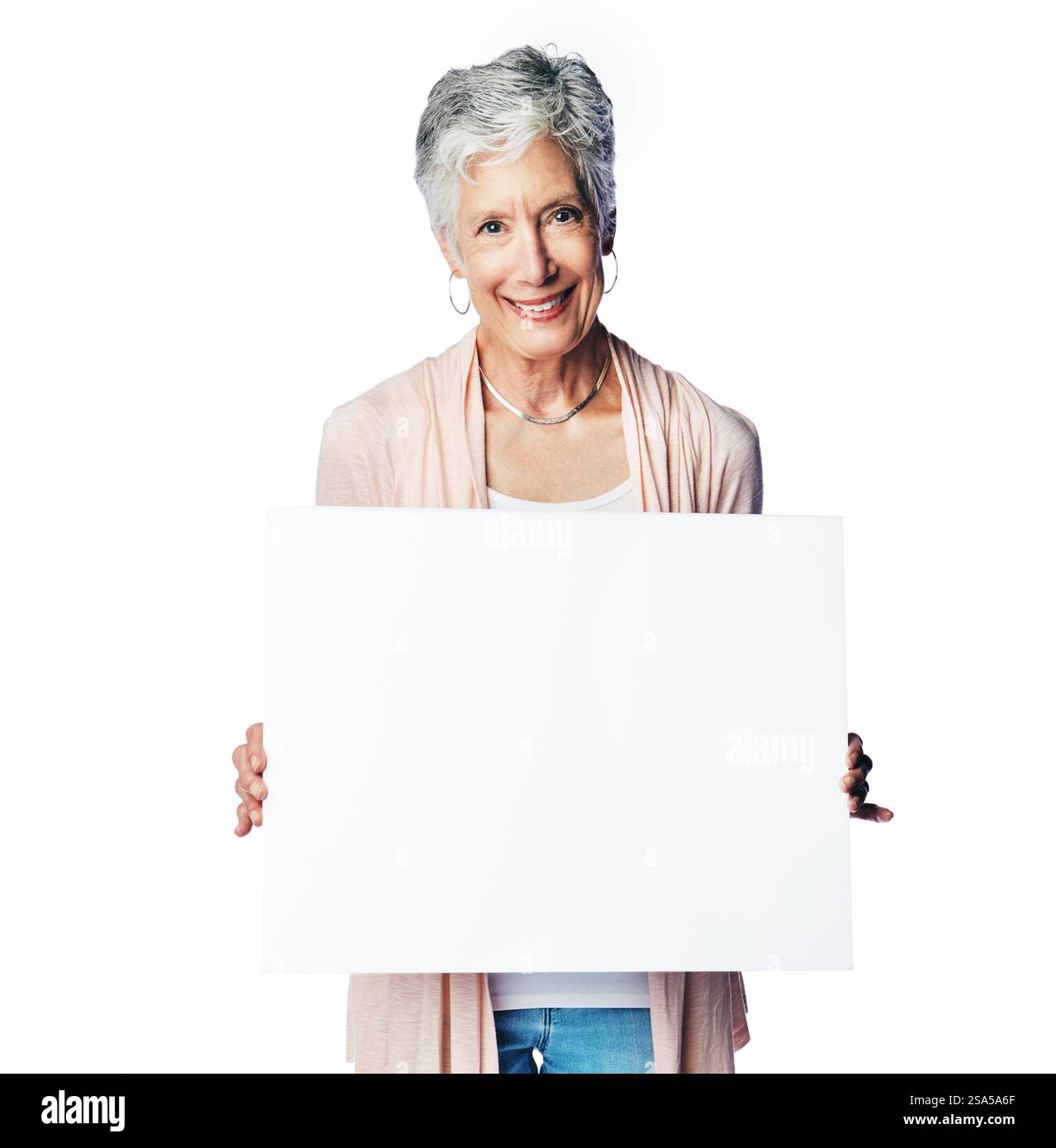Old woman, portrait and poster mockup for advertising billboard or ...