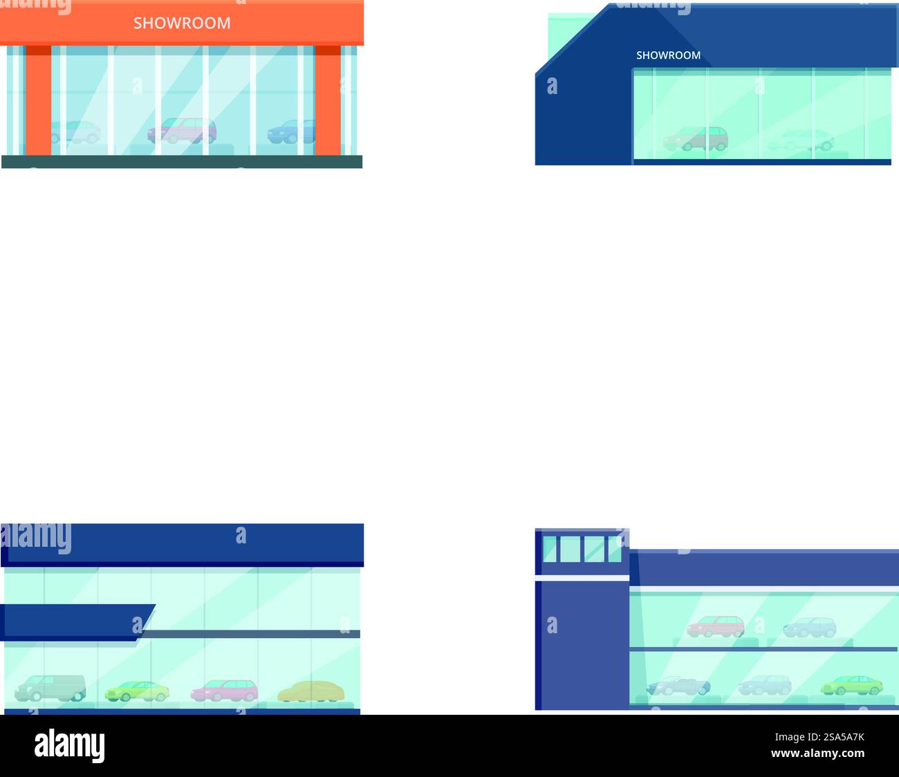 Collection of four stylized vector illustrations showcasing different ...