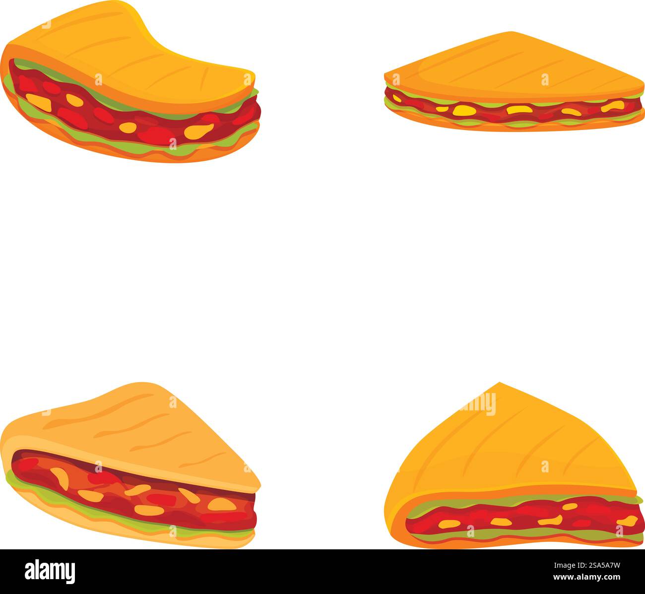 Colorful illustration featuring four different cartoon sandwiches on a ...