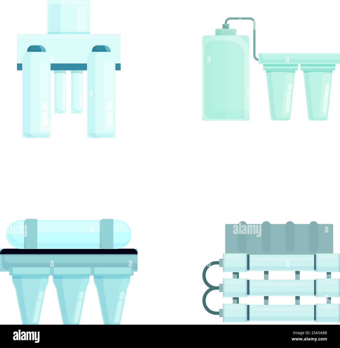 Filter icons set cartoon vector. Drinking water purification and ...
