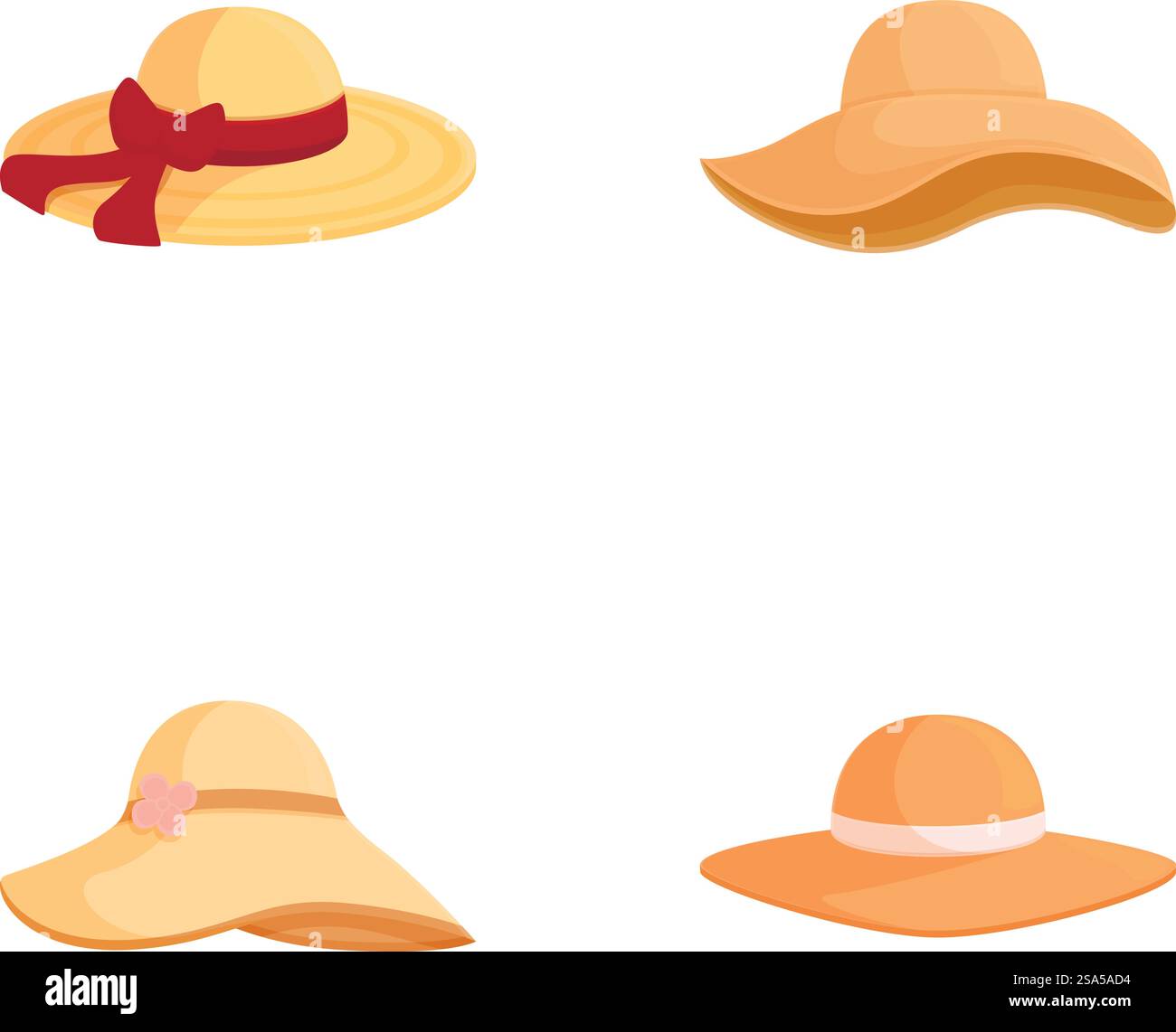 Vibrant collection of four different summer hats suitable for various ...