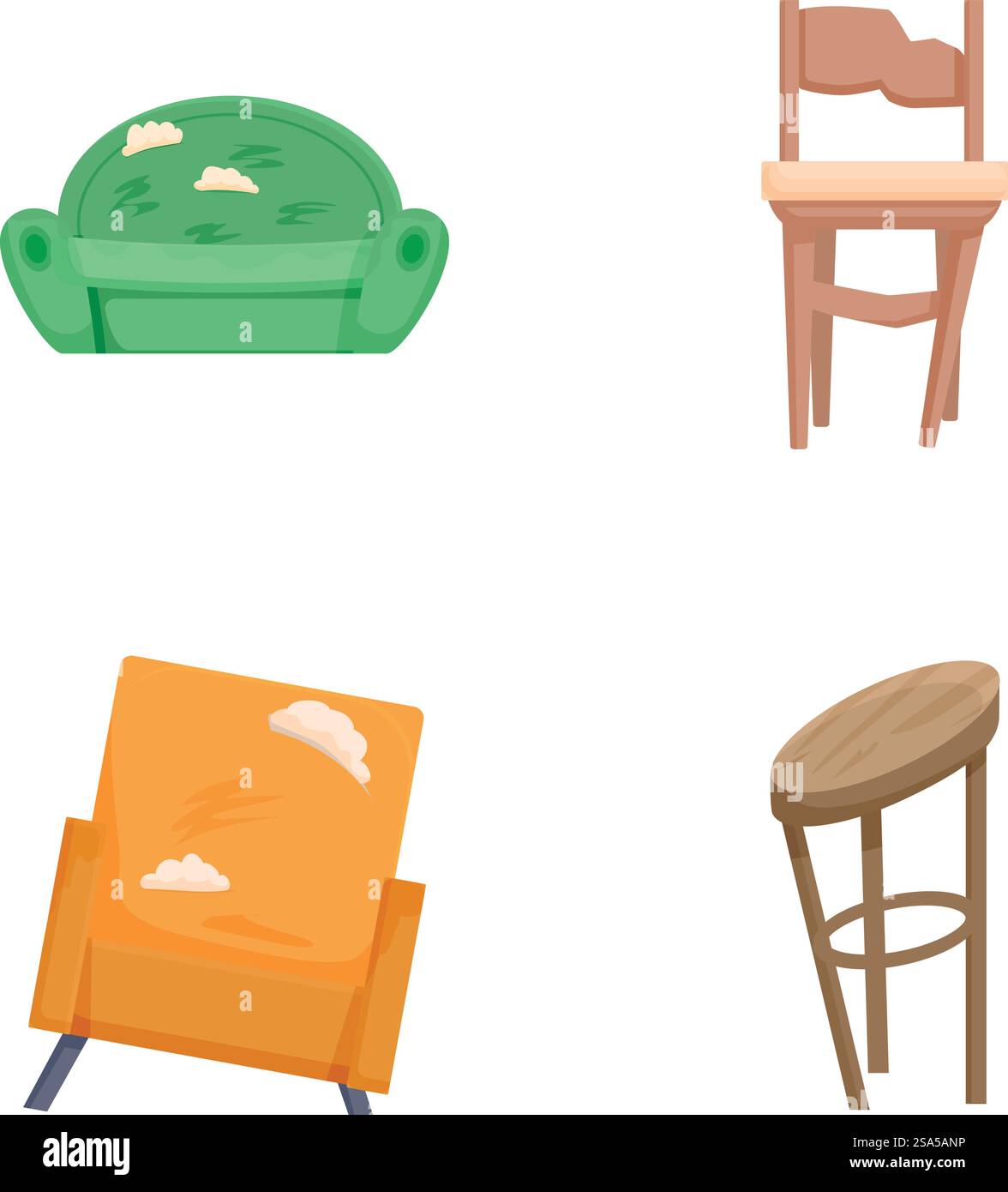 Set of four colorful, vectorbased cartoon illustrations of different ...
