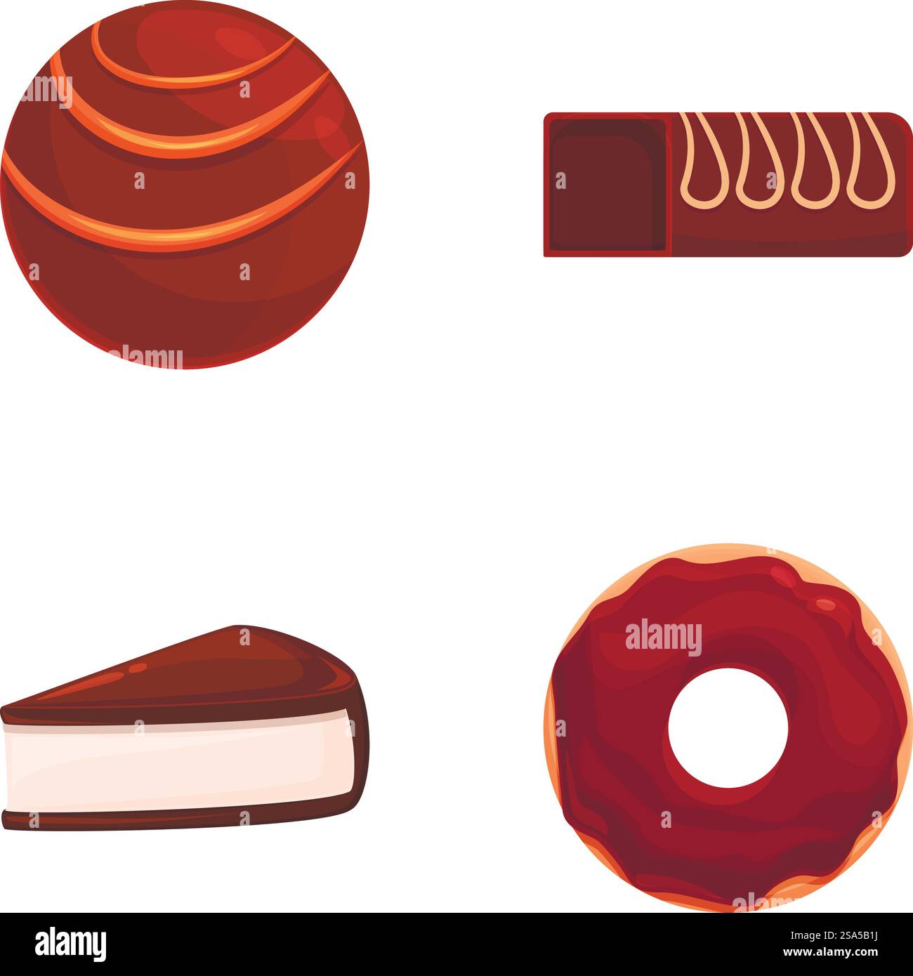 Chocolate sweetness icons set cartoon vector. Tasty dessert and ...