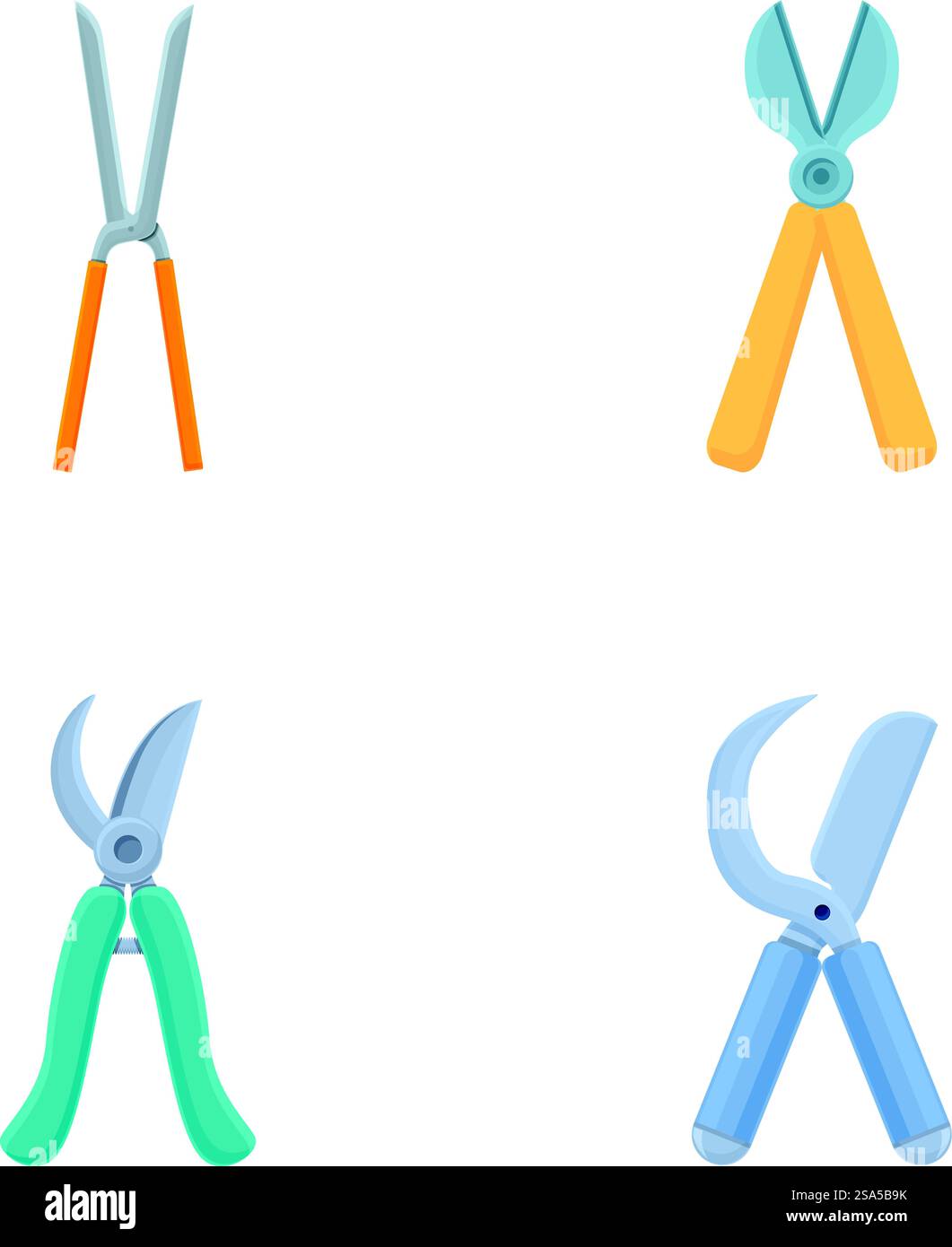 Garden secateurs icons set cartoon vector. Various garden secateurs ...