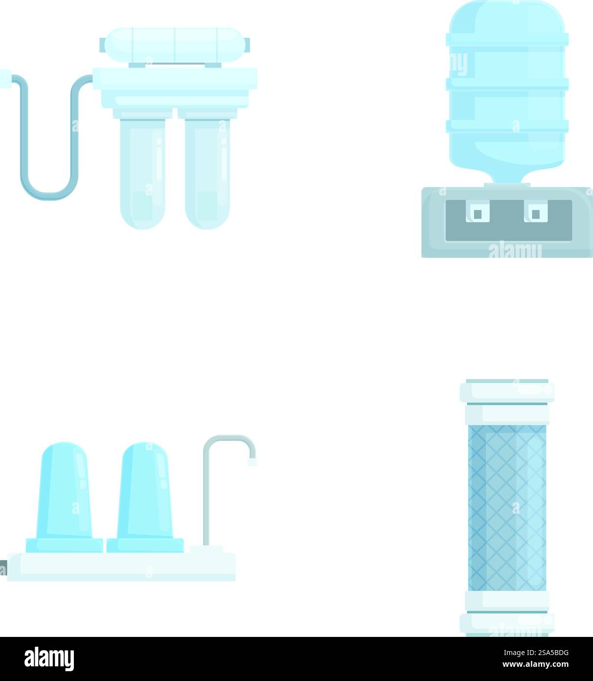 Collection of four flat icons illustrating different types of water ...