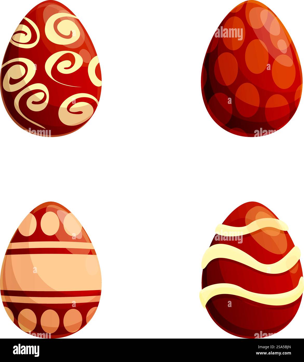 Chocolate egg icons set cartoon vector. Various decorated chocolate egg ...