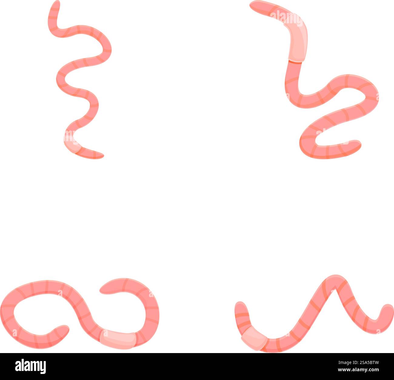 Earthworm icons set cartoon vector. Amusing adorable earthworm. Insect ...