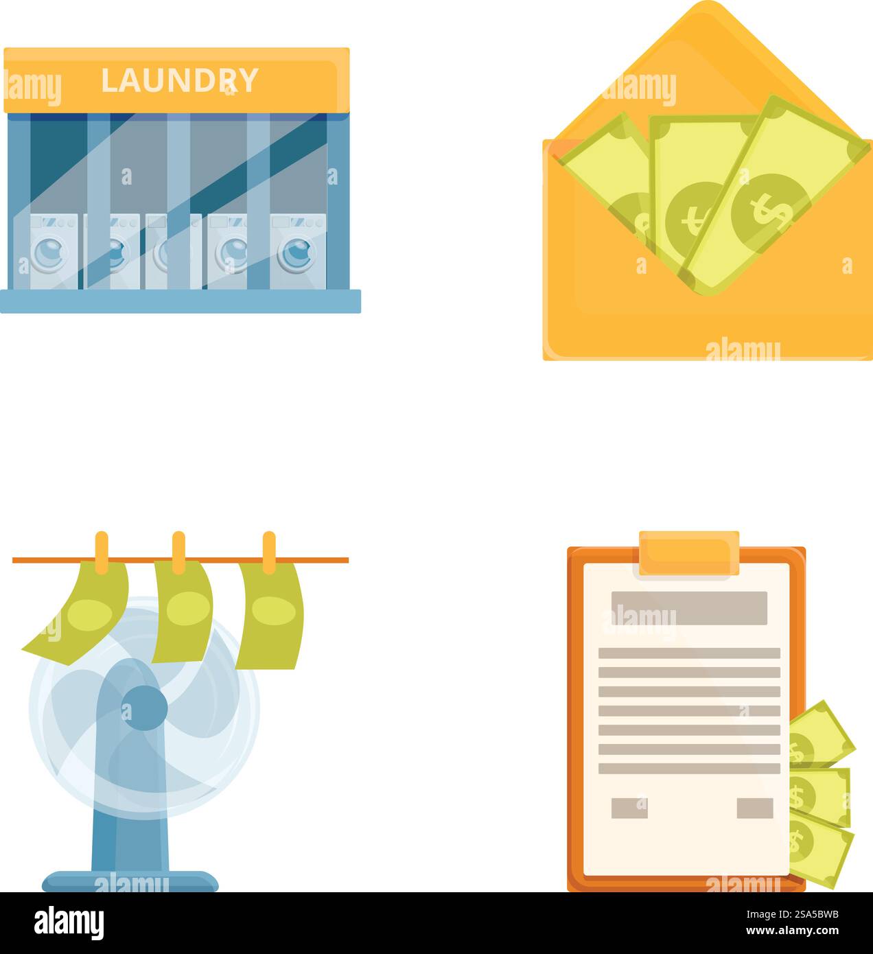 Financial machination icons set cartoon vector. Money laundering ...