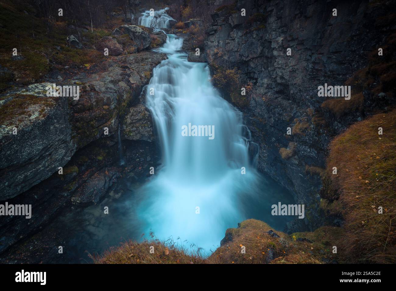 Beautiful waterfall in the wilderness of swedish lapland Stock Photo ...